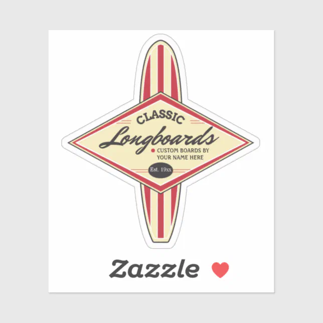 Custom Longboards Surfboards Sticker | Zazzle