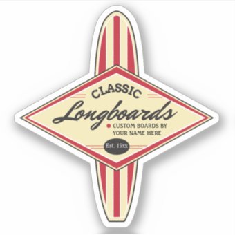 Custom Longboards Surfboards Sticker | Zazzle