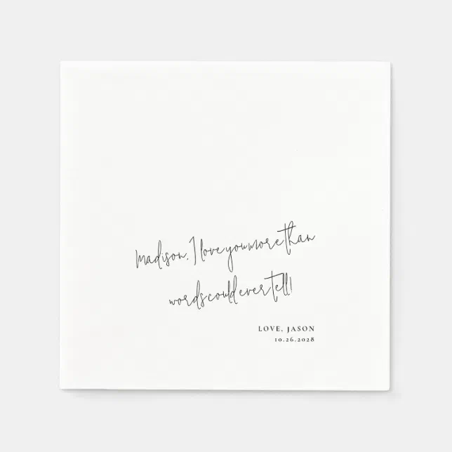 Custom Love Note Handwritten Style Wedding Vows Napkins | Zazzle