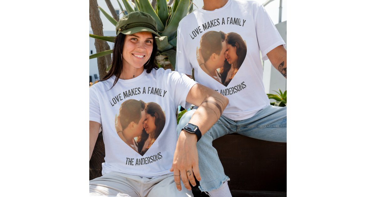 custom love photo heart shape and text T-Shirt | Zazzle