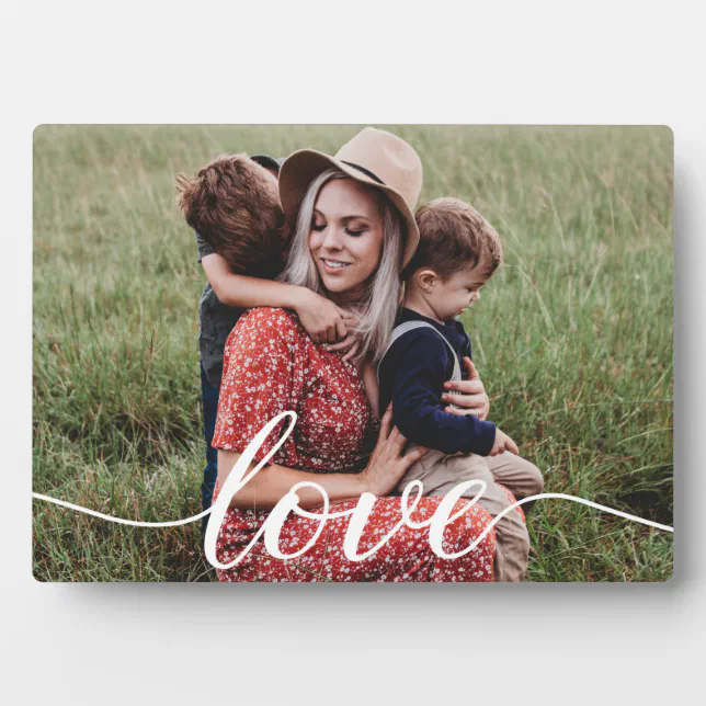 Custom Love Script Mom Family Photo Plaque | Zazzle