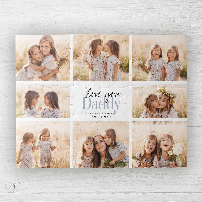Custom Love You Daddy Fathers Day Photo Collage Jigsaw Puzzle | Zazzle