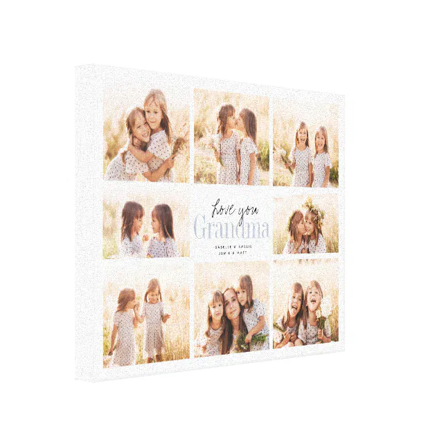 Custom Love You Grandma Grandkids Photo Collage Canvas Print | Zazzle