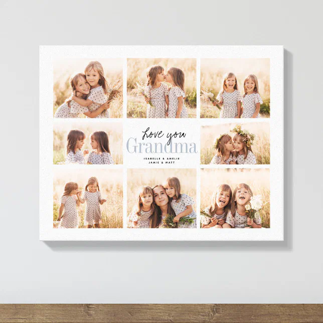 Custom Love You Grandma Grandkids Photo Collage Canvas Print | Zazzle
