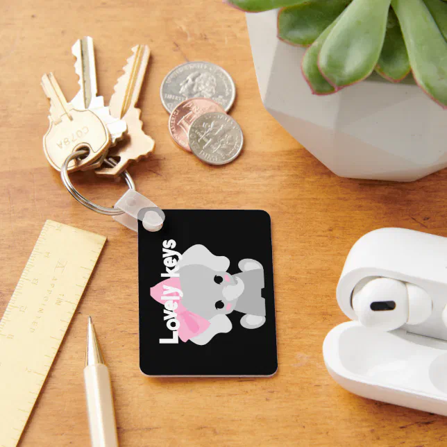 Custom Lovely Keys Text Baby Cute elephant photo Keychain | Zazzle