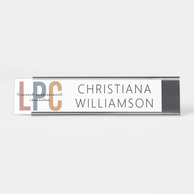 Custom LPC Licensed Professional Counselor Desk Name Plate | Zazzle