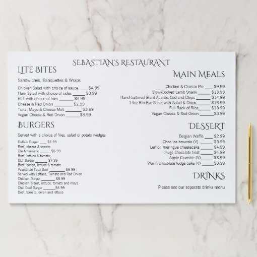 Custom made unique personalized Menu Paper Pad | Zazzle