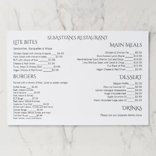 Custom made unique personalized Menu Paper Pad | Zazzle