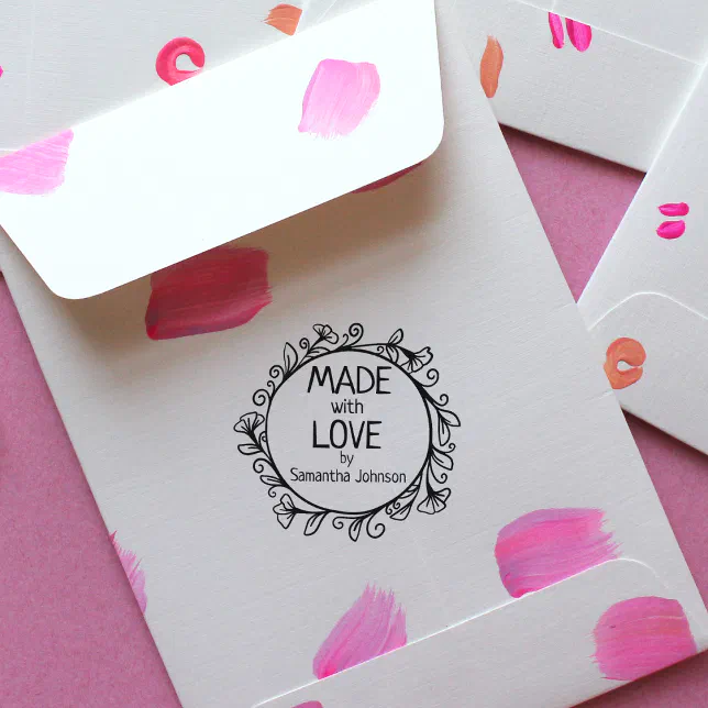 Custom Made with Love by, Rubber Stamp | Zazzle
