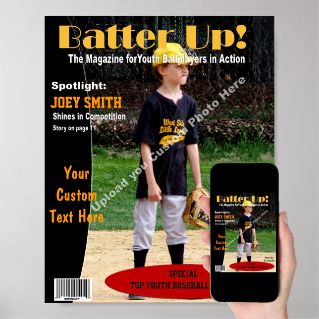 Custom Magazine Cover, Youth Baseball Poster | Zazzle