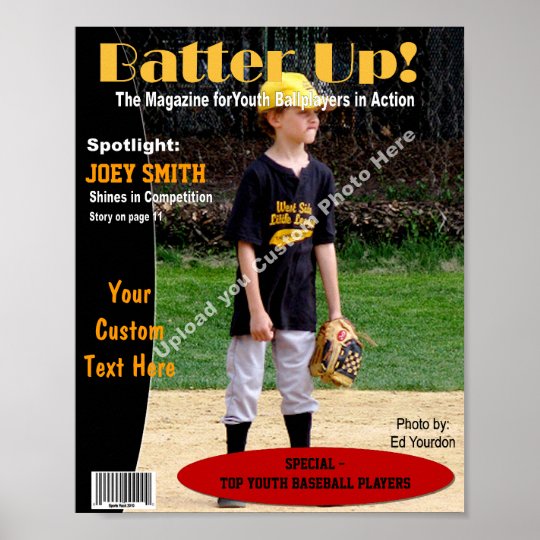 Custom Magazine Cover, Youth Baseball Poster | Zazzle.com