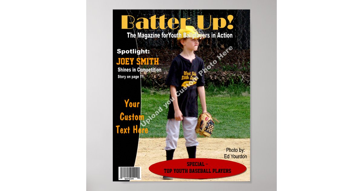 Custom Magazine Cover, Youth Baseball Poster | Zazzle