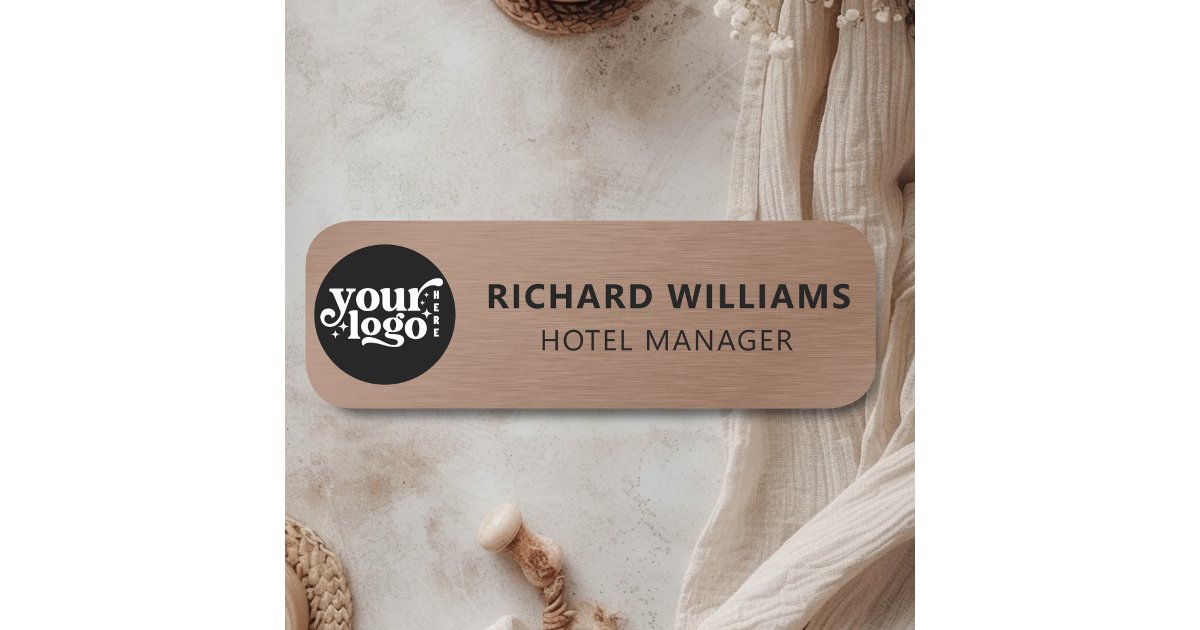 Custom Magnetic | Safety Pin Faux Bronze Employee Name Tag | Zazzle