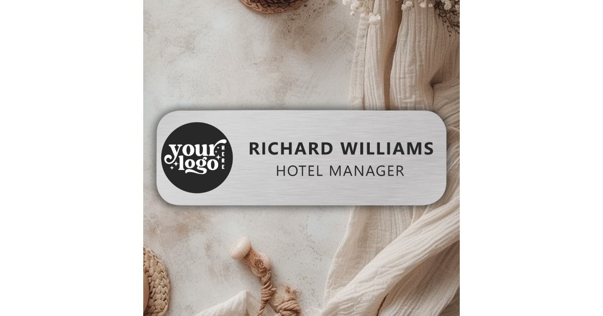 Custom Magnetic | Safety Pin Faux Silver Employee Name Tag | Zazzle