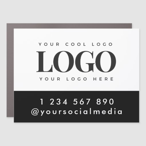 Custom Magnetic Sign Business Logo & Social Media | Zazzle