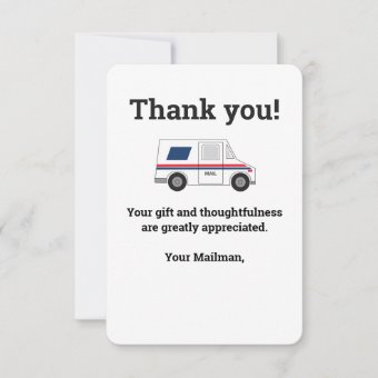 Custom Mail Carrier Thank You Card | Zazzle