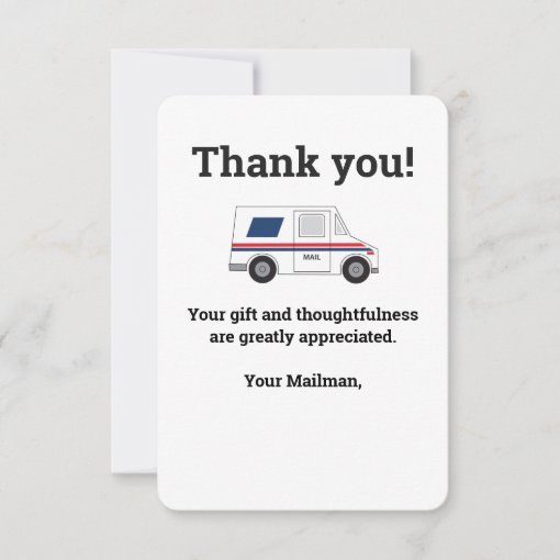 Custom Mail Carrier Thank You Card | Zazzle