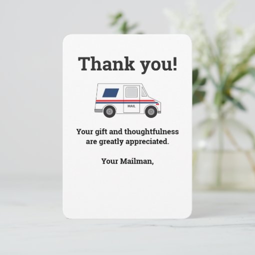 Custom Mail Carrier Thank You Card | Zazzle