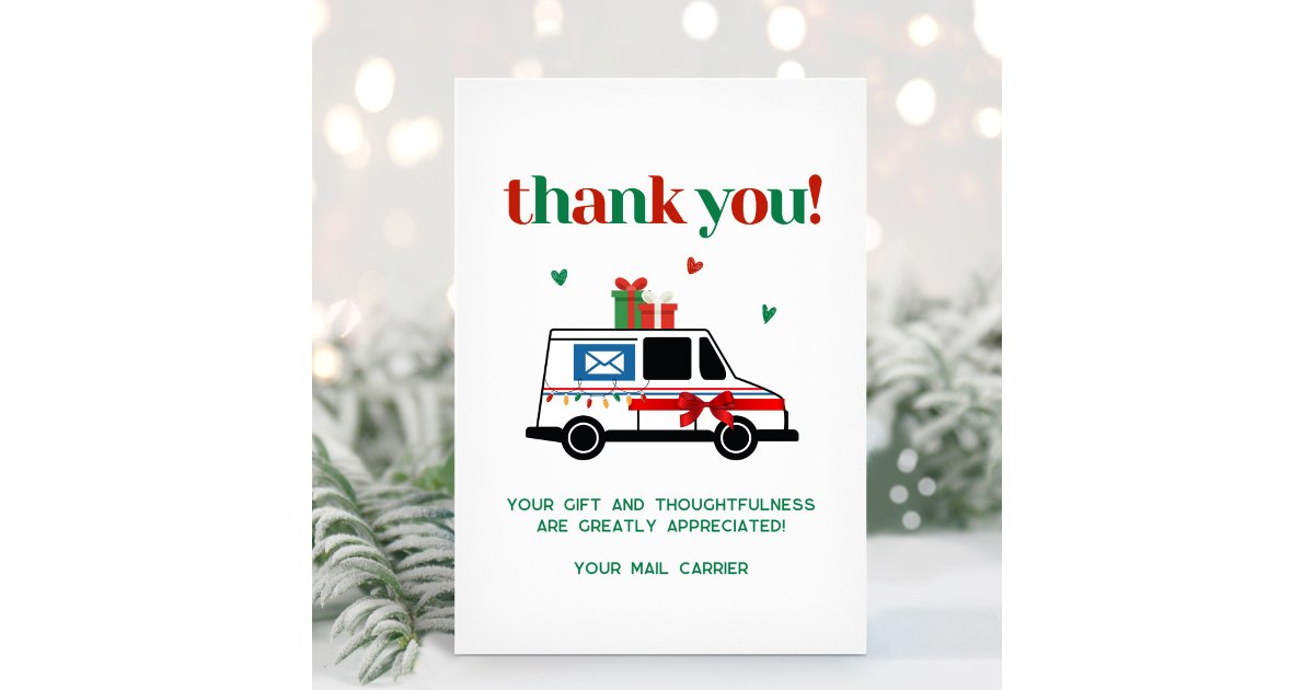 Custom Mail Letter Carrier Thank You Card | Zazzle