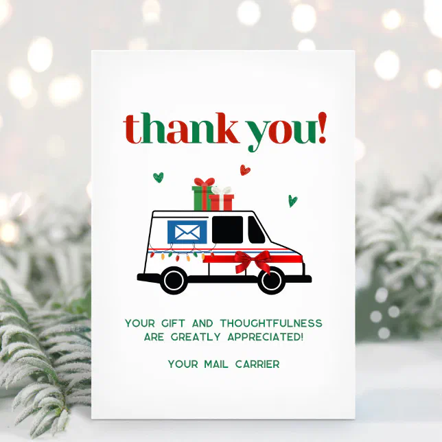 Custom Mail Letter Carrier Thank You Card | Zazzle