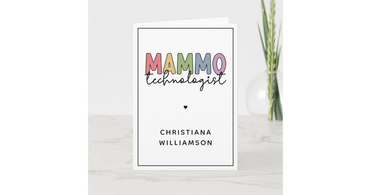 Custom Mammo Technologist Mammography Tech Card | Zazzle