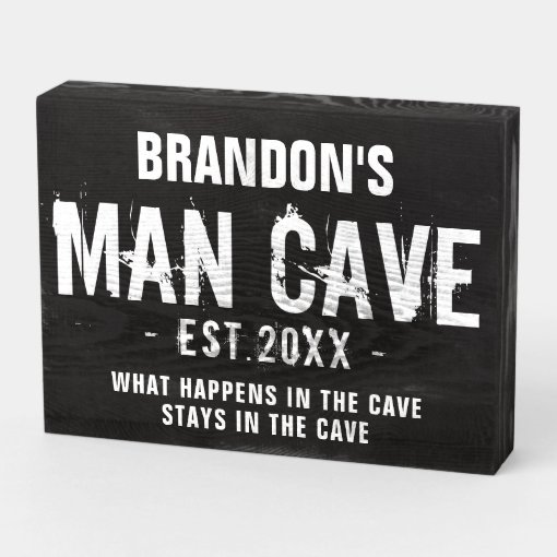 Custom Man Cave Wooden Box Sign | Zazzle