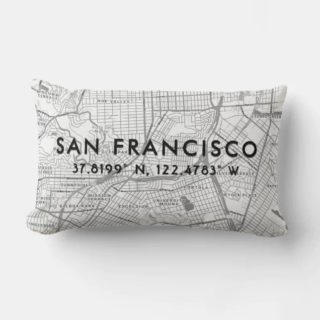 Custom Map Coordinates Template San Francisco Lumbar Pillow Zazzle