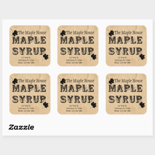 Custom Maple Syrup Square Business Sticker | Zazzle