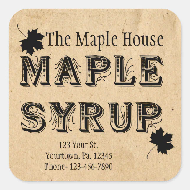 Custom Maple Syrup Square Business Sticker | Zazzle