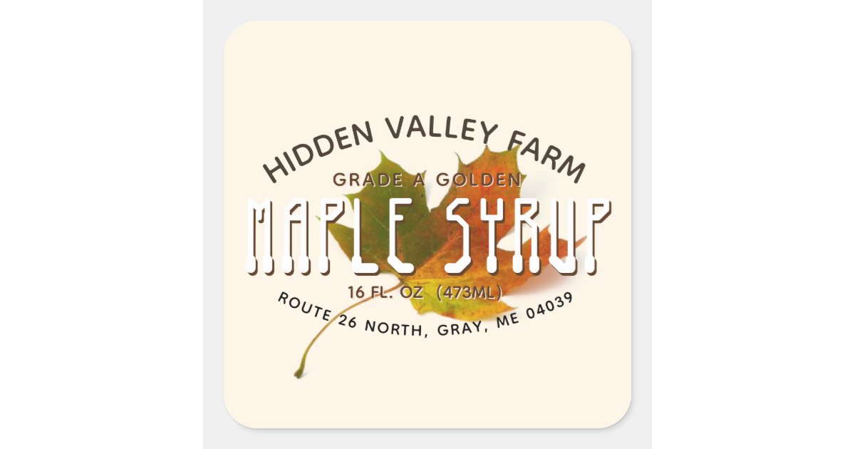 Custom Maple Syrup Tall Leaf Label (light) | Zazzle