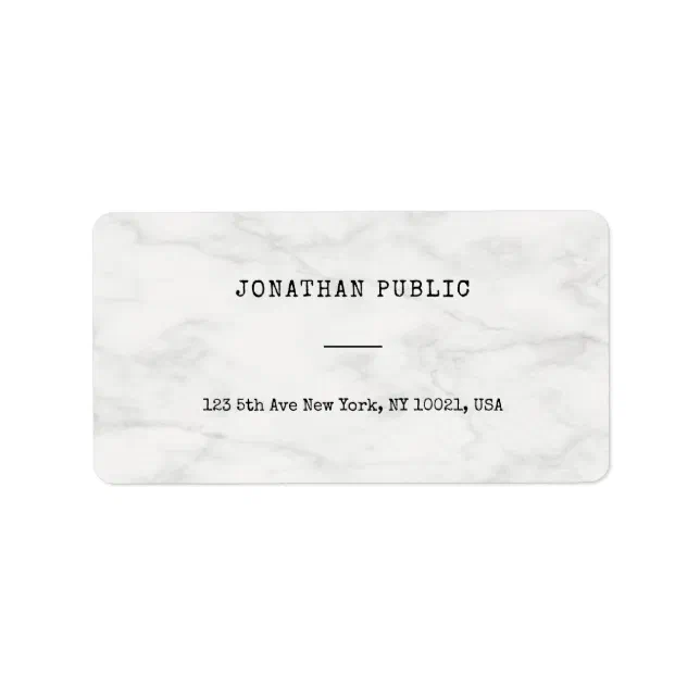 Custom Marble Simple Personalized Modern Template Label | Zazzle