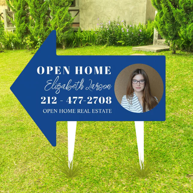 Custom Marketing Open House Real Estate Blue Sign | Zazzle