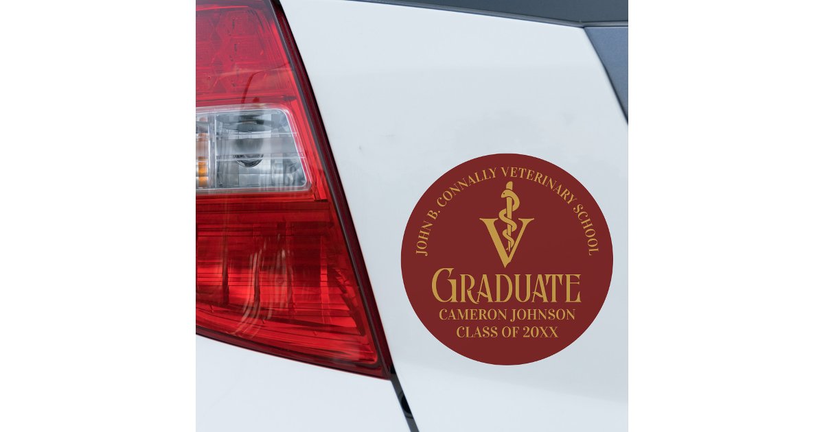 Custom Maroon Gold Veterinary School Graduation Car Magnet | Zazzle
