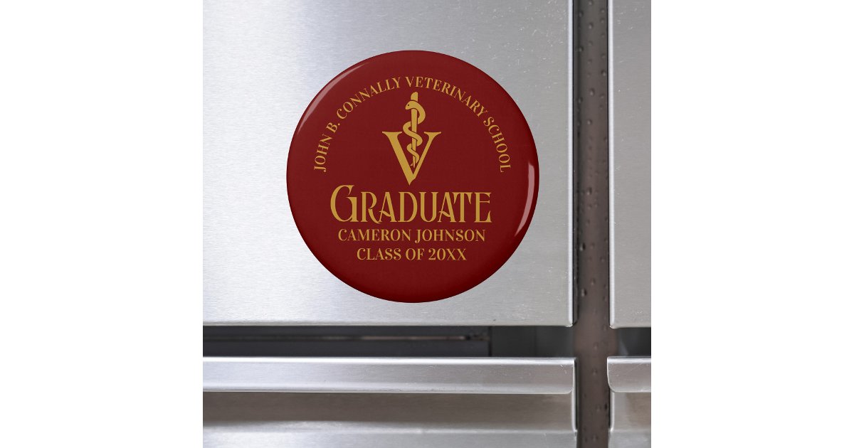 Custom Maroon Gold Veterinary School Graduation Magnet | Zazzle