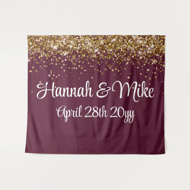 Custom Maroon & Gold Wedding Backdrop Photo Booth | Zazzle