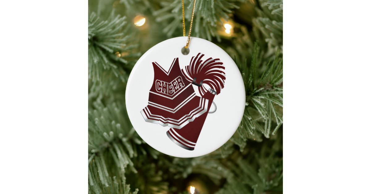 Custom Maroon & White Cheerleader Ornament | Zazzle