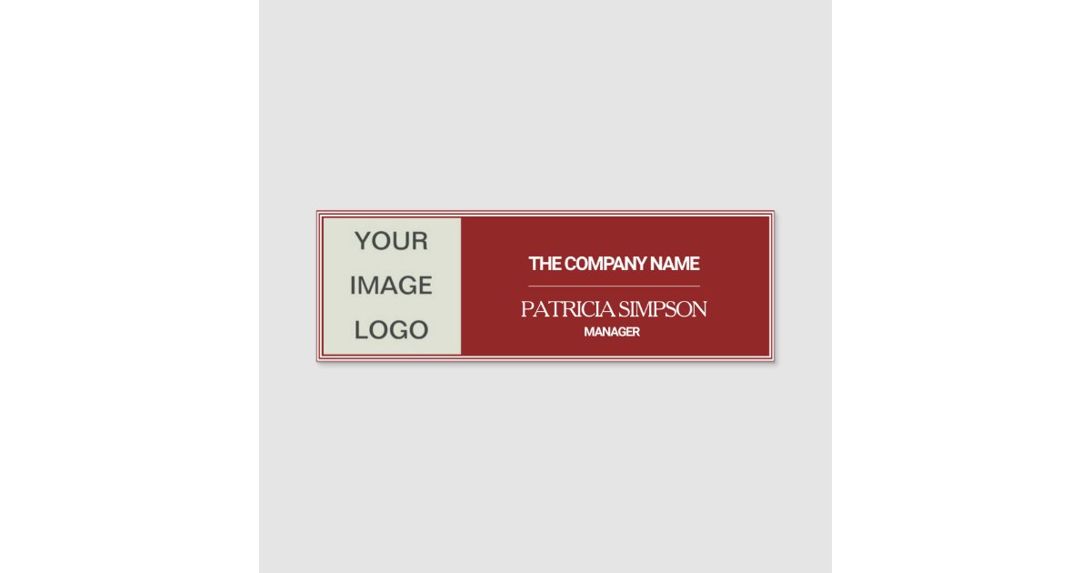 Custom Maroon with Crisp White and Elegant Borders Name Tag | Zazzle