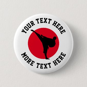 Custom martial arts karate kick silhouette buttons | Zazzle