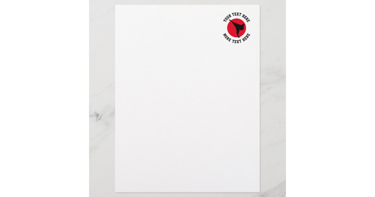 Custom martial arts karate kick silhouette letterhead | Zazzle