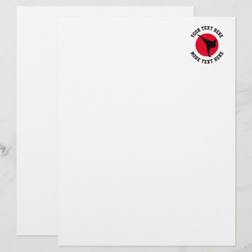 Custom martial arts karate kick silhouette letterhead | Zazzle