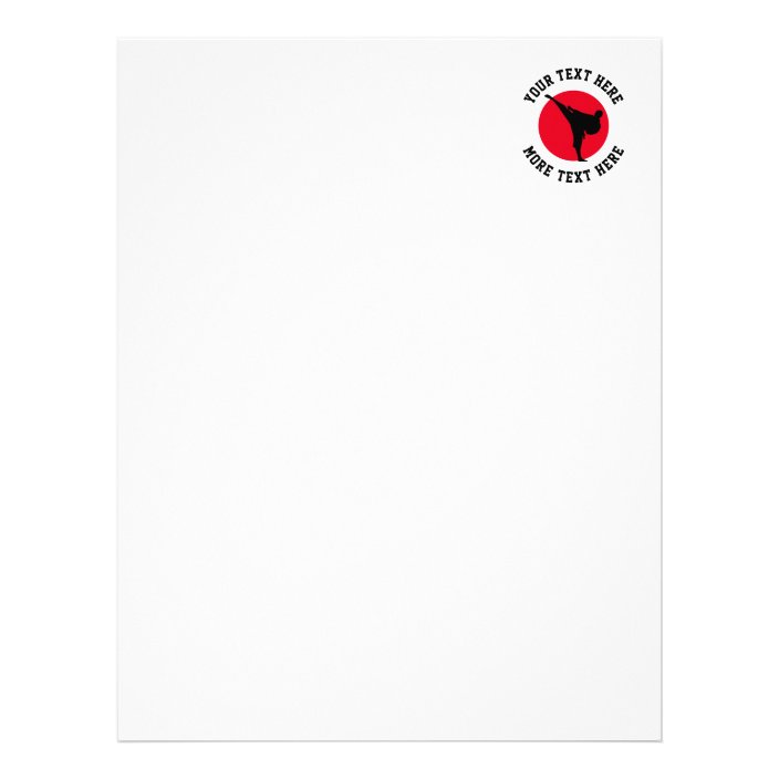 Custom martial arts karate kick silhouette letterhead | Zazzle.com