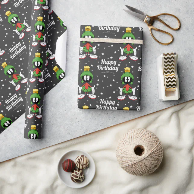 Custom MARVIN THE MARTIAN™ Happy Birthday Wrapping Paper | Zazzle
