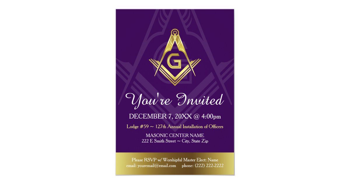 Custom Masonic Invitation Templates | Grand Lodge | Zazzle.com