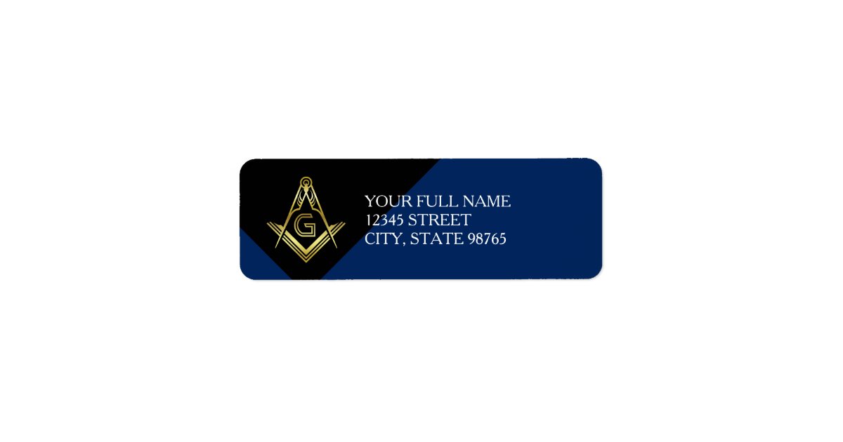 Custom Masonic Return Address Labels | Blue & Gold | Zazzle
