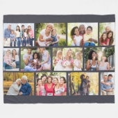 Custom Masonry Grid Collage - Grey 12 Photo Fleece Blanket | Zazzle