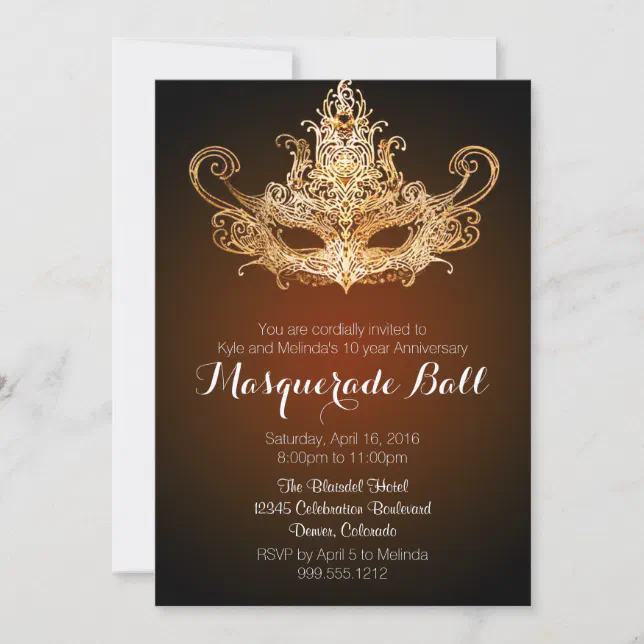 Custom Masquerade Ball Anniversary Invitations | Zazzle