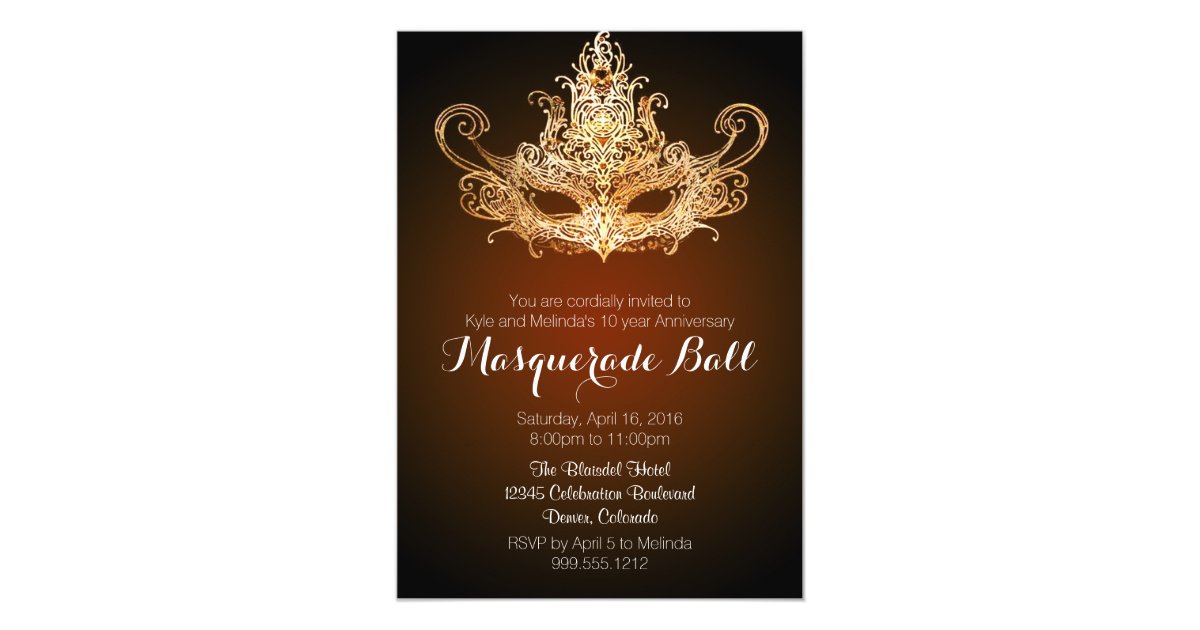 Custom Masquerade Ball Anniversary Invitations | Zazzle.com