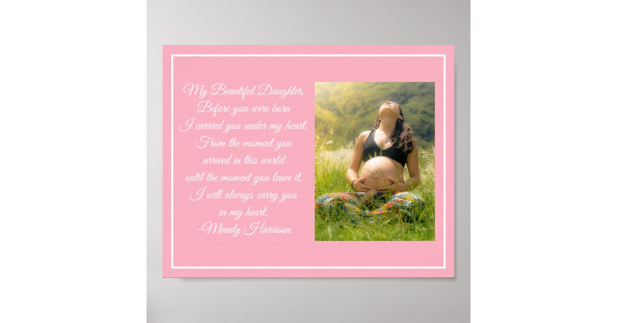 Custom Maternity Photo Beautiful Mom Quote Pink Poster | Zazzle