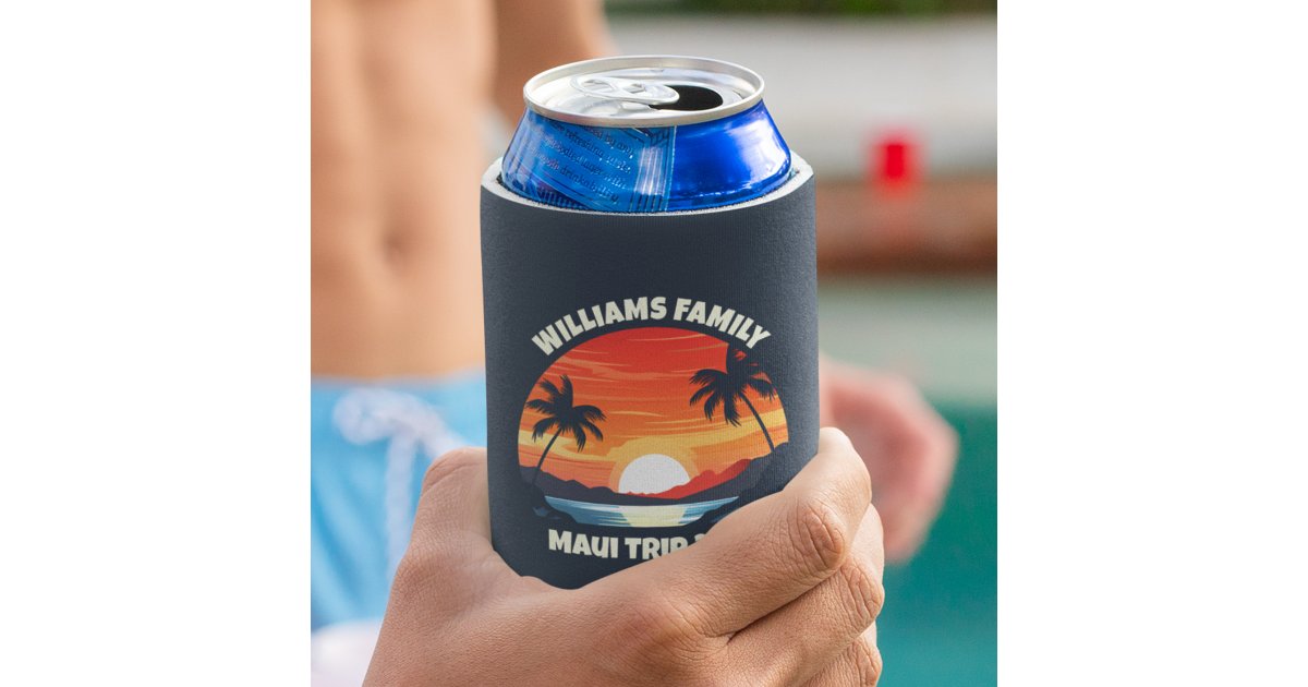 Custom Maui Trip Cool Sunrise Palm Trees Can Cooler | Zazzle