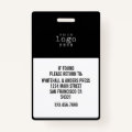 Custom Media Pass Photo ID Business Logo | Black Badge | Zazzle